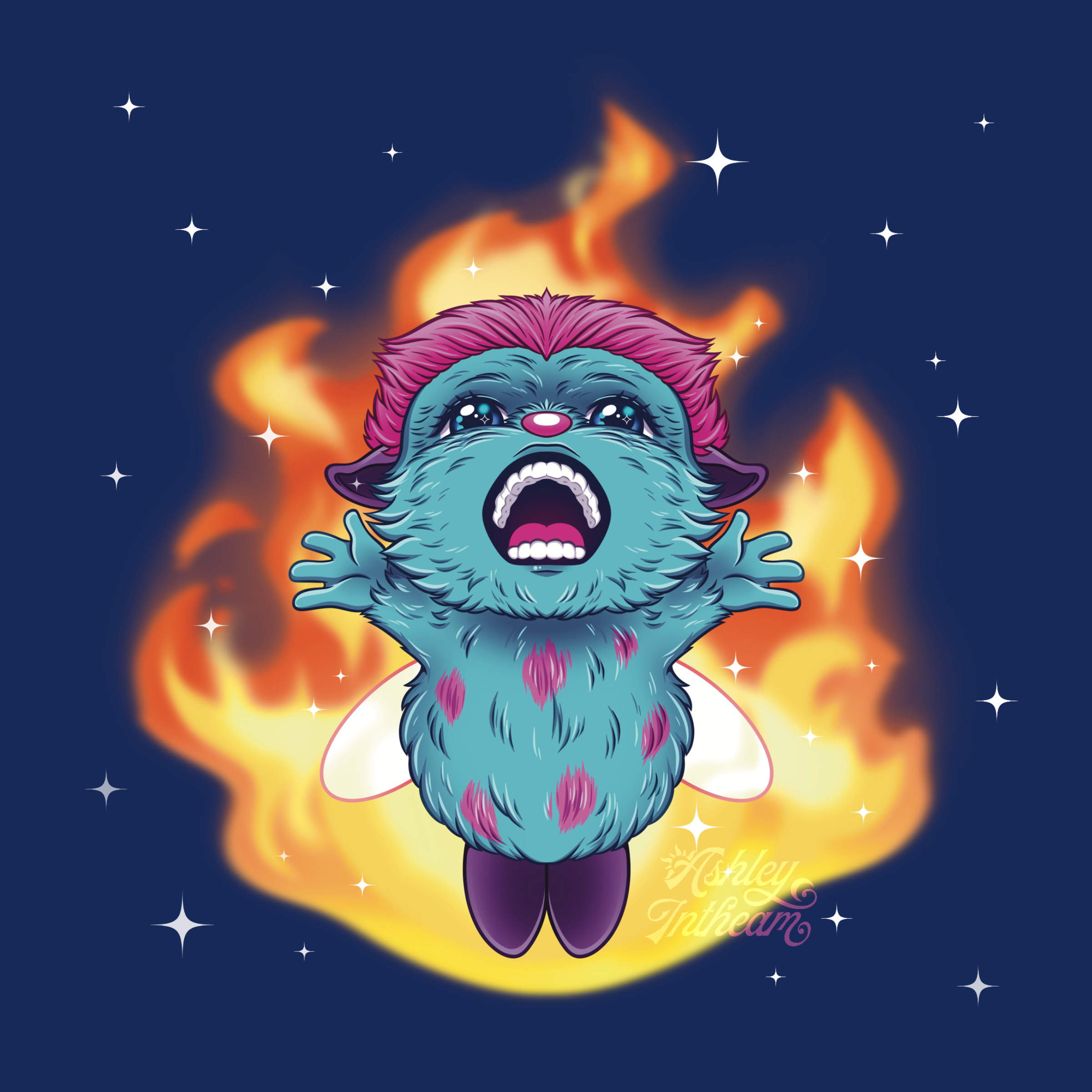 🔥 Bibble on Fire - 4.72" x 4.72" Print 🔥 – AshleyintheAM